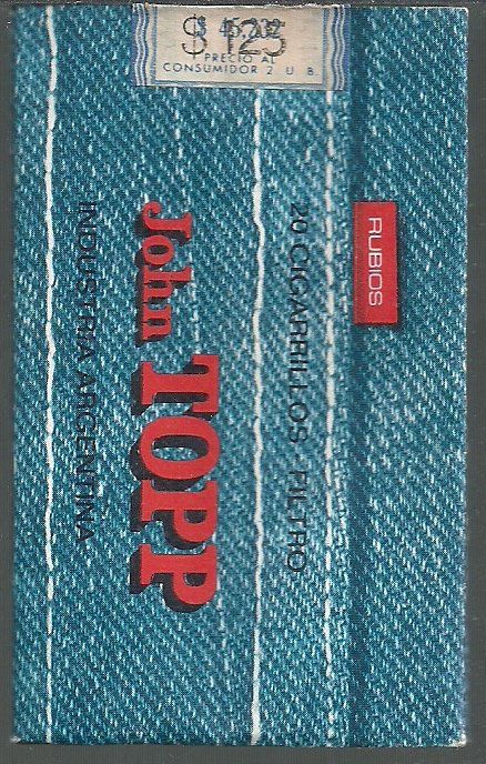 MARQUILLA JOHN TOPP 20 CIGARRILLOS INDUSTRIA ARGENTINA